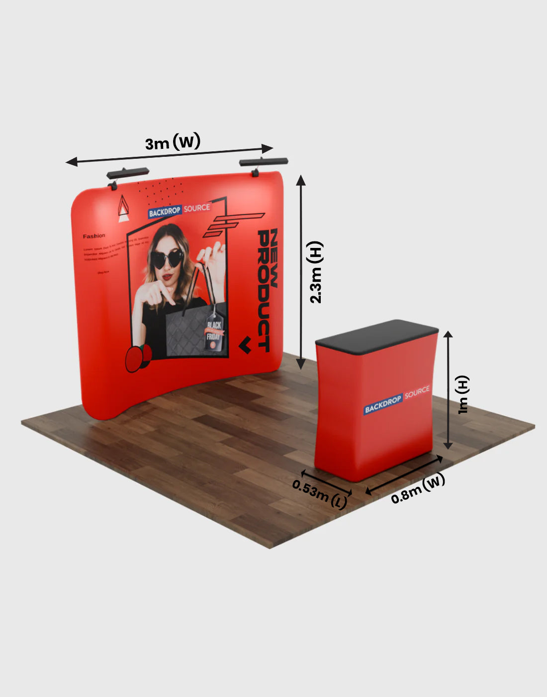 3m Curved Trade Show Display - Professional Showcase – Backdropsource UK