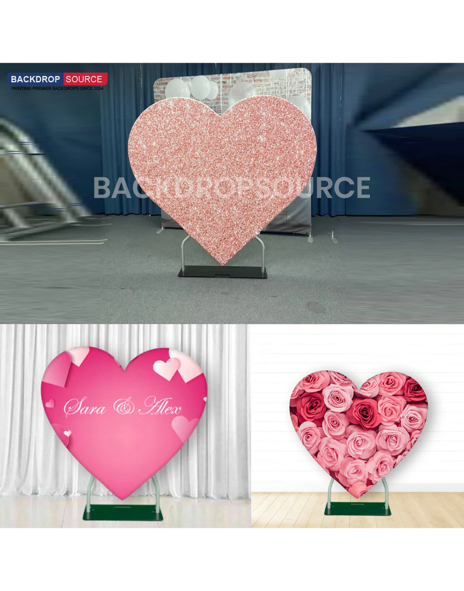Custom Printed Fabric Heart-Shaped Backdrop | Backdropsource