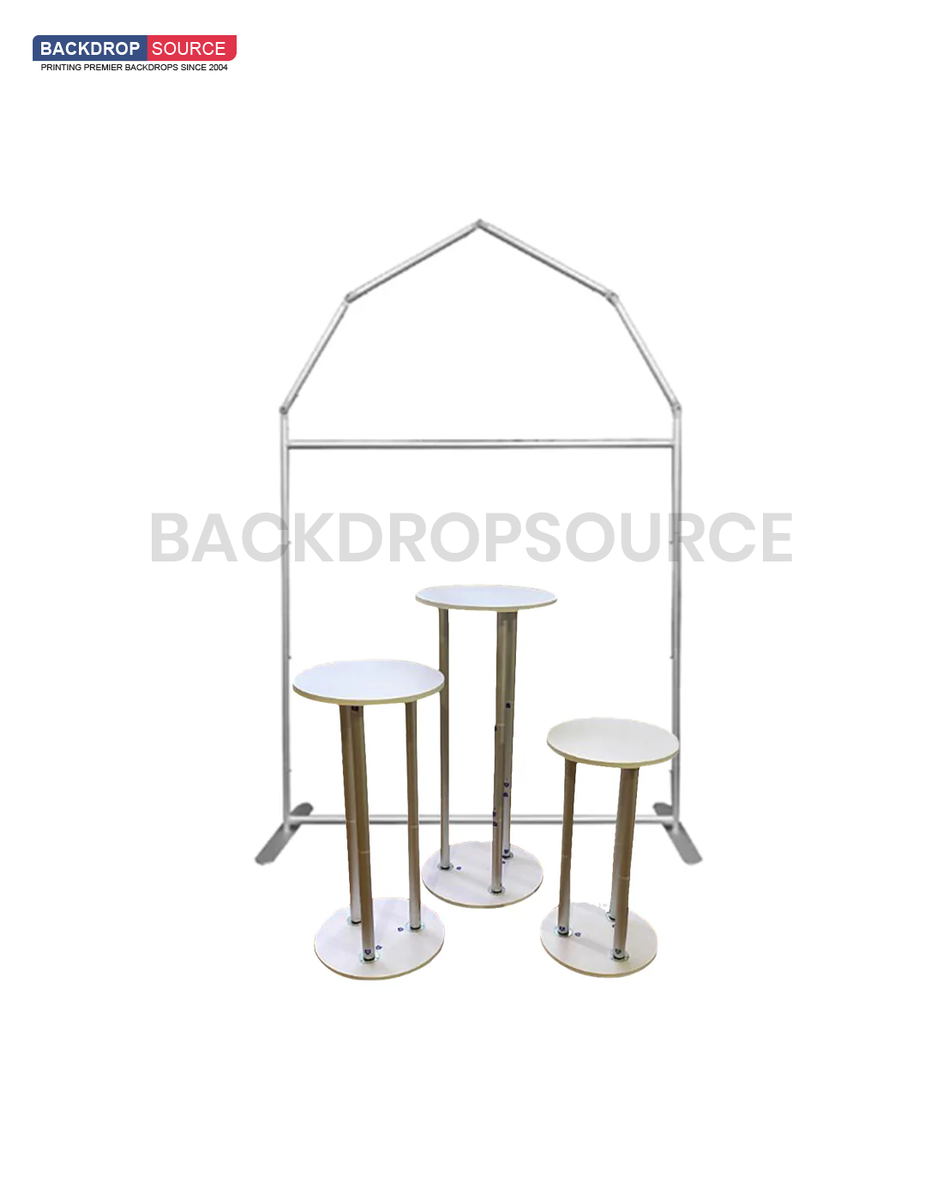 Customized House Backdrop with Plinth | Backdropsource