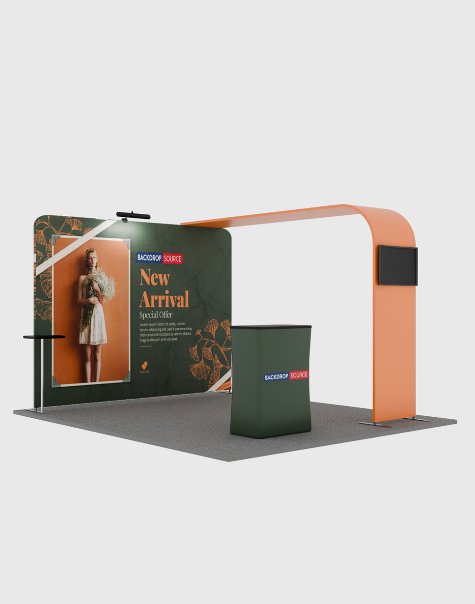 Economy L-Arch TV Display for 3m Wide Booths – Backdropsource UK