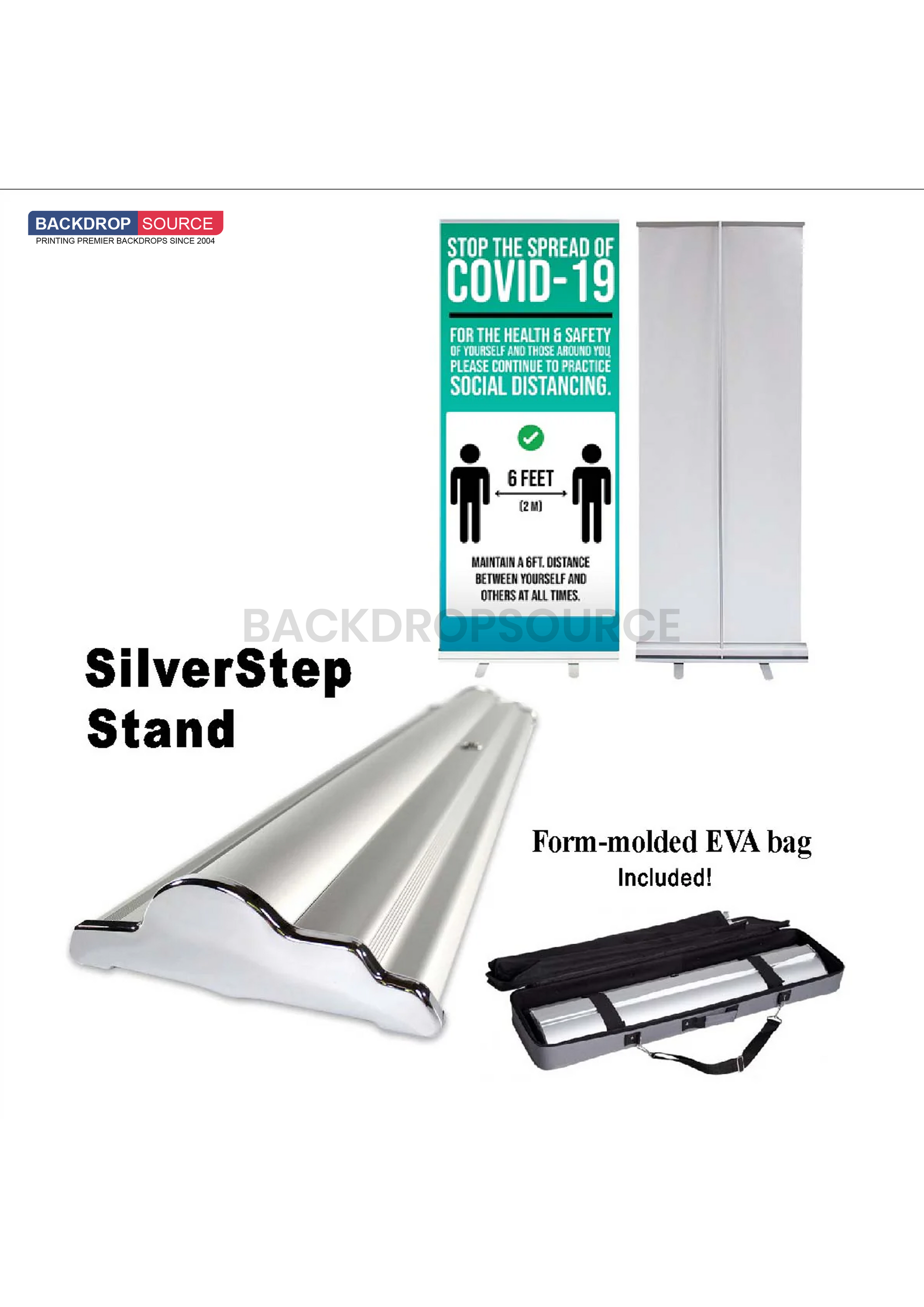 Silver Step Roll Up Banner | Custom Event Display UK – Backdropsource UK