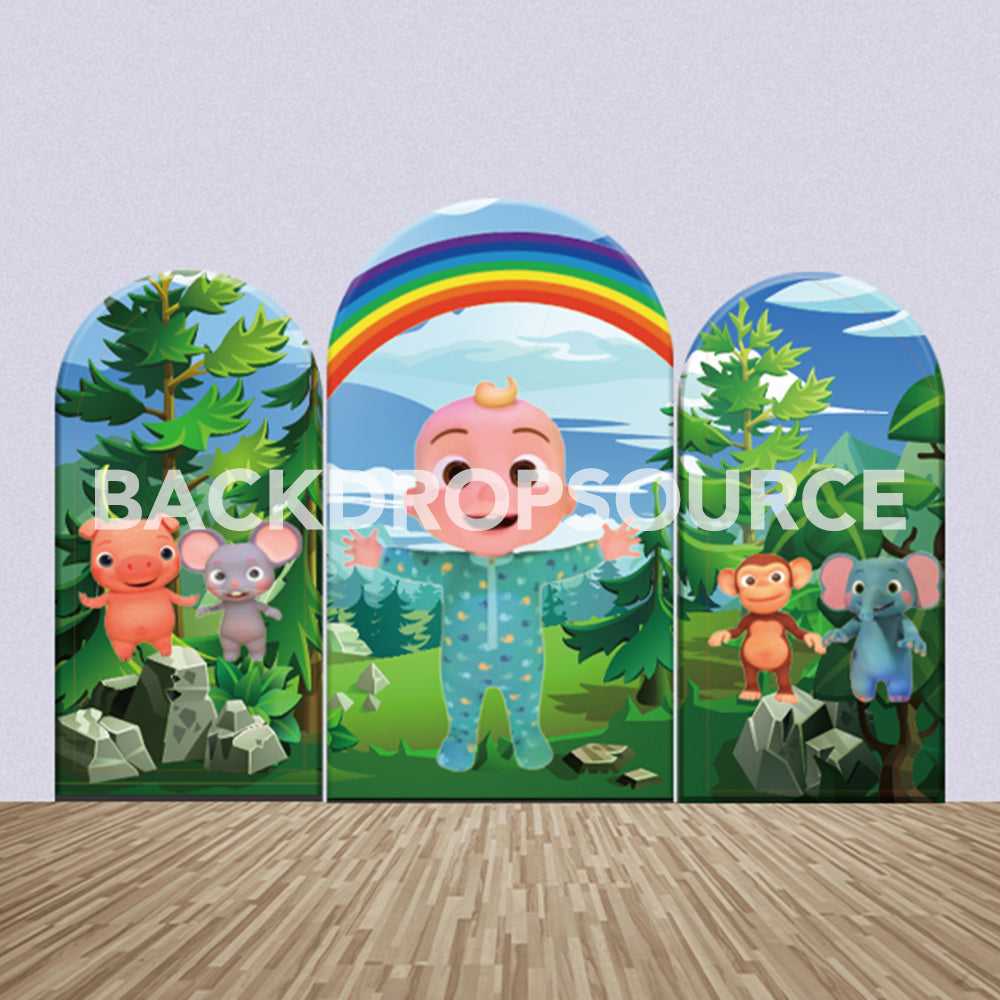Customized Cocomelon Themed Arch Backdrop | Backdropsource
