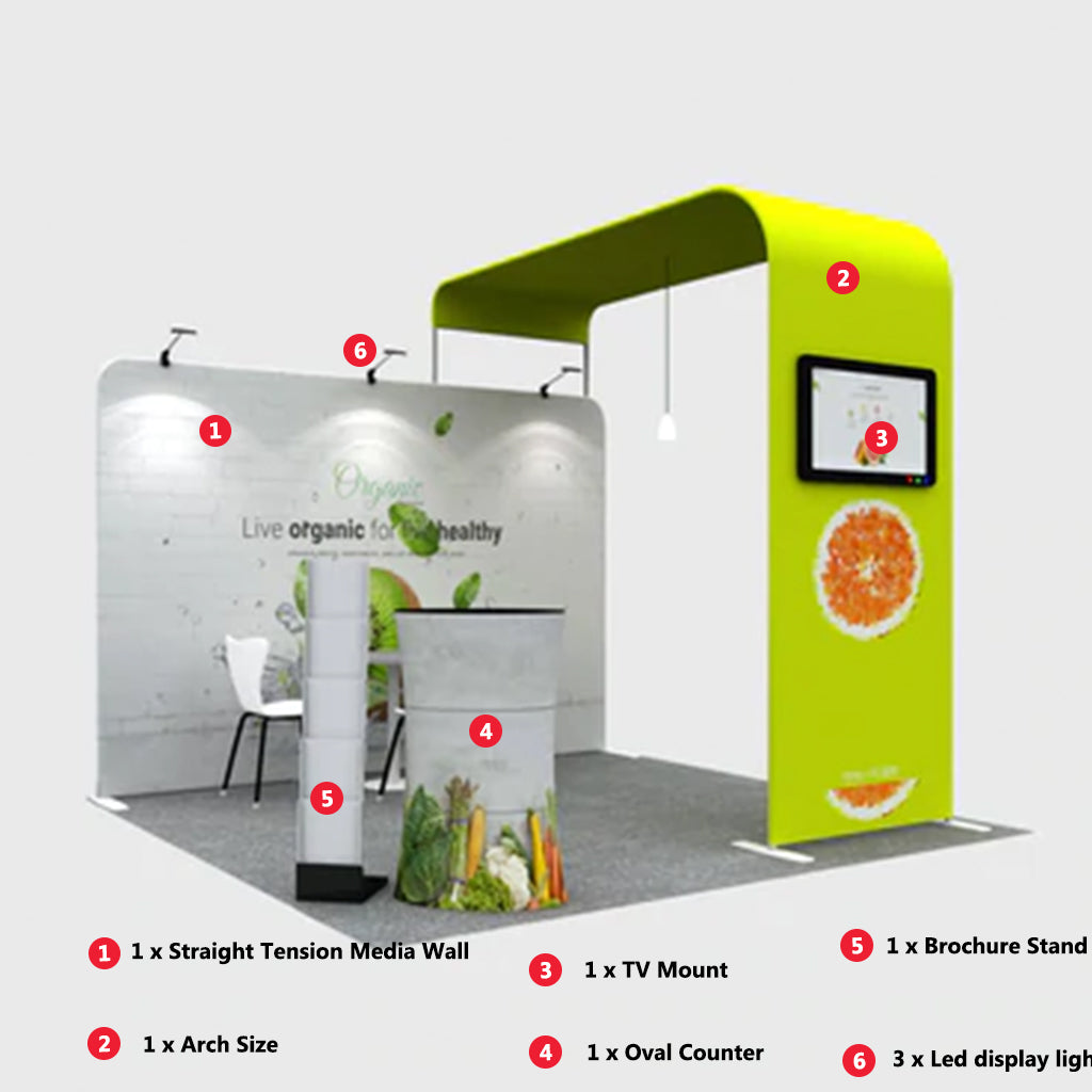 Modular L-Arch TV Display for 3m Wide Booths – Backdropsource UK